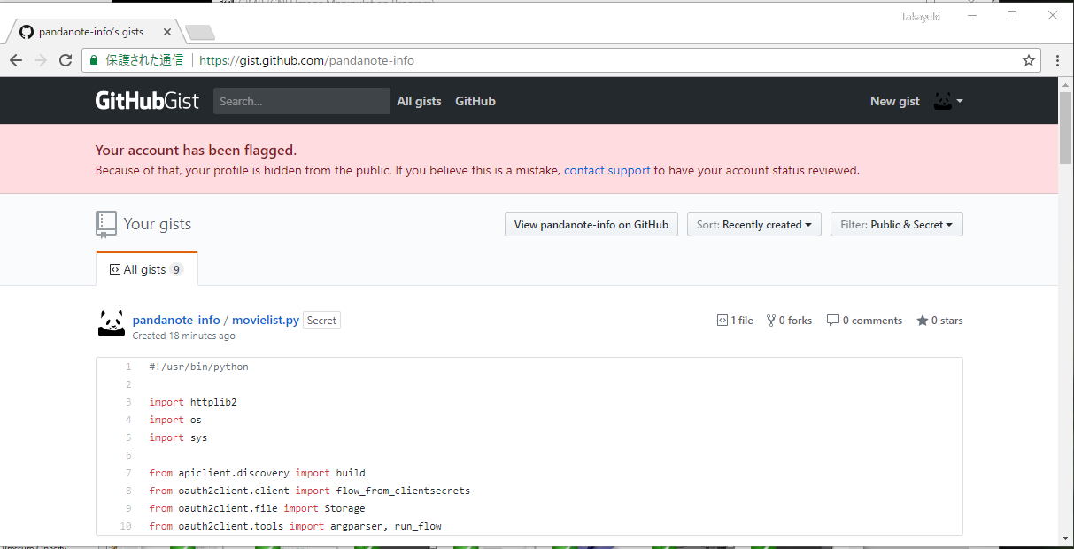 GitHubから”Your account has been flagged.”と言われたので、再確認をお願いした件 – panda大学習帳